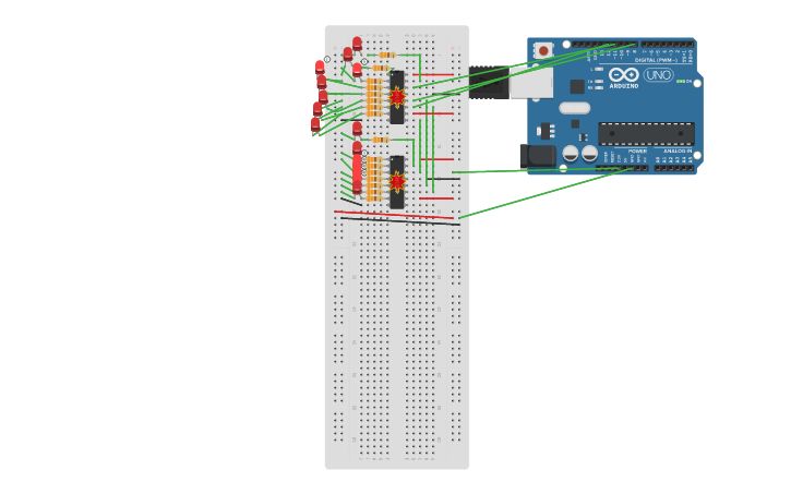 Circuit design shift register - Tinkercad Circuit design shift register - Tinkercad