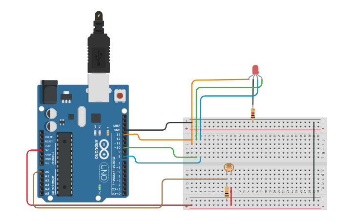 Circuit design Dilan Scorie: Actividad 3 "Práctica Arduino" - Tinkercad