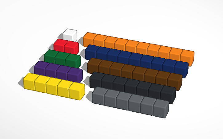 3D design Cuisenaire Rods (Accessible) 1-10CM | Tinkercad