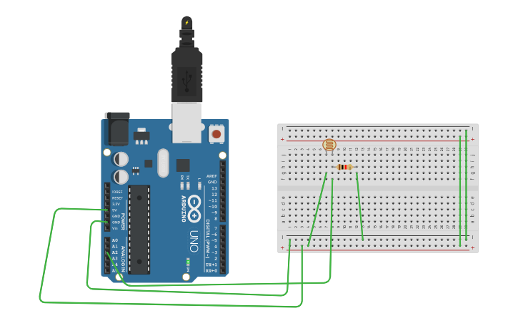 Circuit design Photocell Sensor - Tinkercad