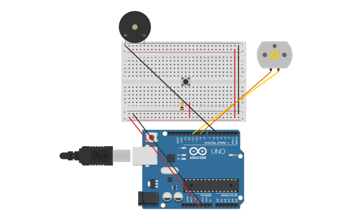 Circuit design rotating music thing - Tinkercad