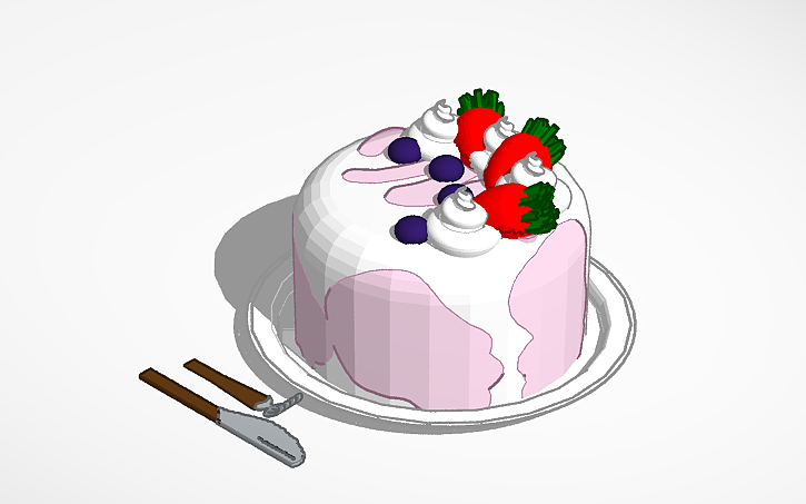 3D design Strawberry Fruit Cake - Tinkercad