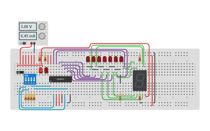 Circuit design 7 segment - Tinkercad