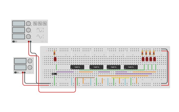Circuit design shift register - Tinkercad