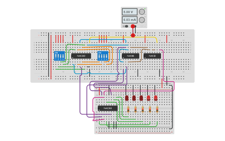 Circuit design BCD ADDER - Tinkercad
