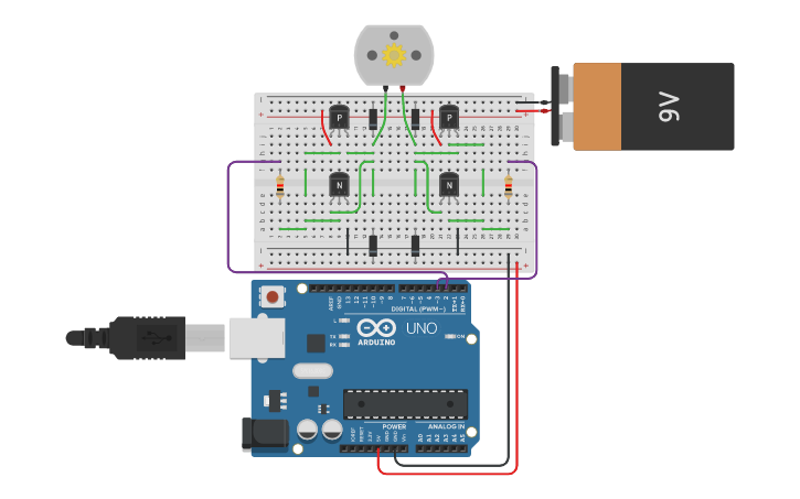 Circuit Design H Bridge Tinkercad