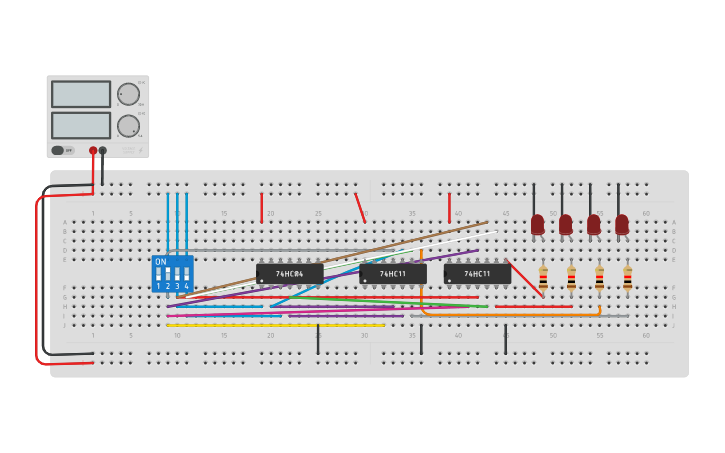 Circuit design 2:4 decoder - Tinkercad