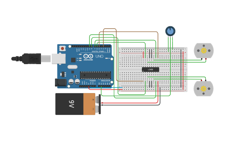 Circuit design L293D - Tinkercad