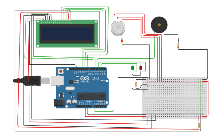 Circuit design Gas Sensor circuit created by Bikash Dhakal | Tinkercad