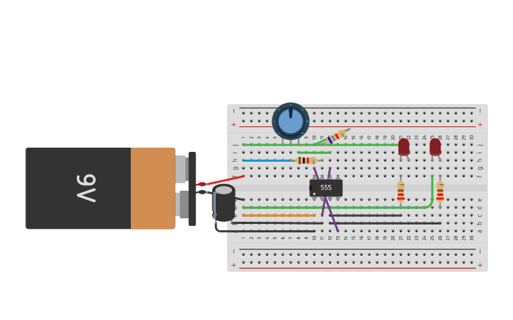 Circuit design LUCES DE VELOCIDAD VARIABLE - Tinkercad