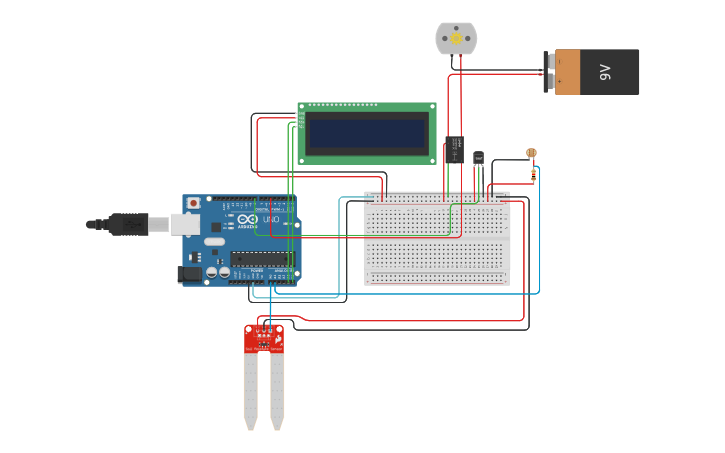 Circuit design SISTEM MONITORING PENYIRAMAN TANAMAN OTOMATIS - Tinkercad Circuit design SISTEM MONITORING PENYIRAMAN TANAMAN OTOMATIS - Tinkercad