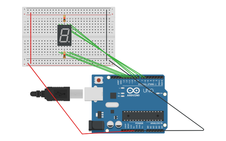 Circuit design 7segment - Tinkercad