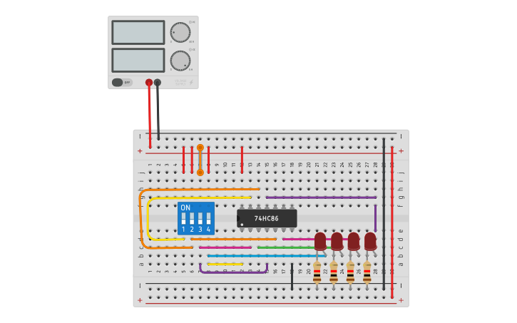Circuit Design 4 Bit Binary To Gray Code Converter Tinkercad 2414