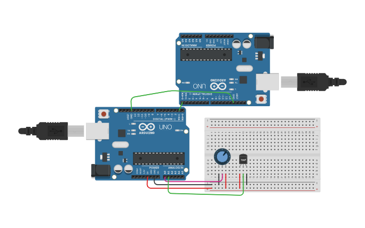 Circuit design Komunikasi Serial - Tinkercad