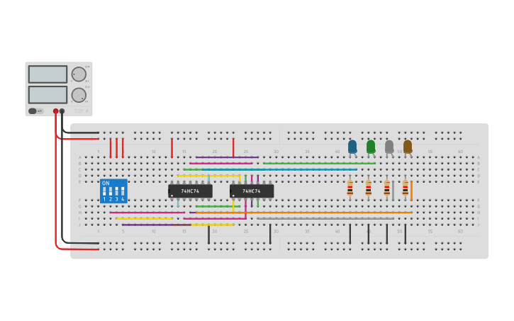 Circuit Design Johnson Counter Tinkercad