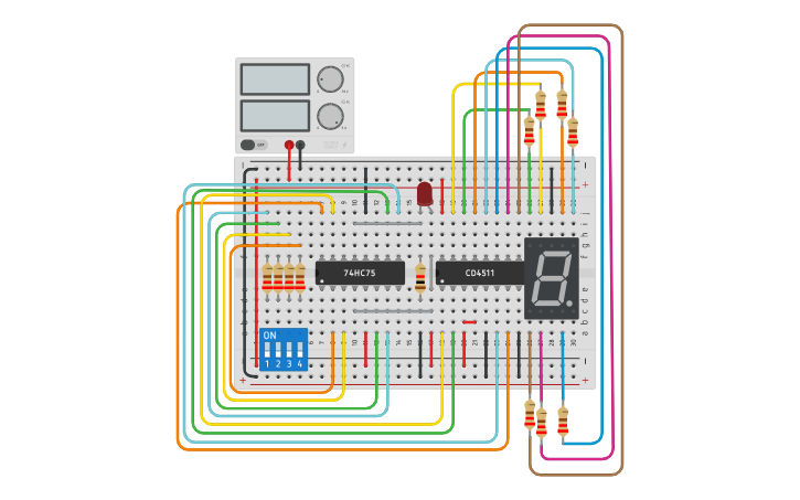 Circuit design 7 Segment with Encoder - Tinkercad