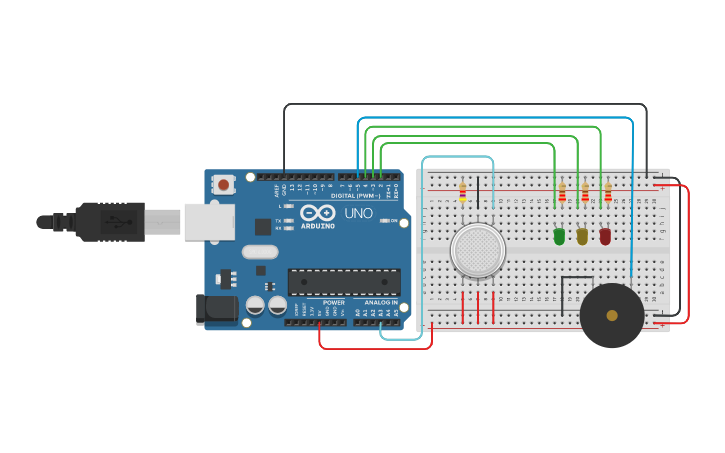 Circuit Design Gas Sensor Tinkercad