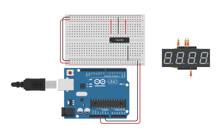 Circuit design Display 7 seg 4 digit | Tinkercad