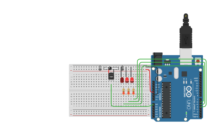 Circuit Design Sensor Temperatura Tinkercad
