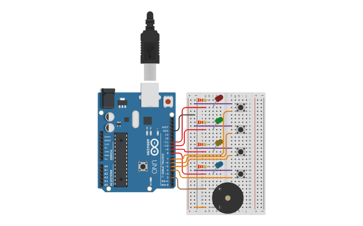 Circuit design Simon game - Tinkercad