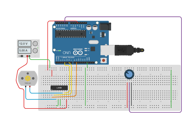 Circuit design L293D | Tinkercad
