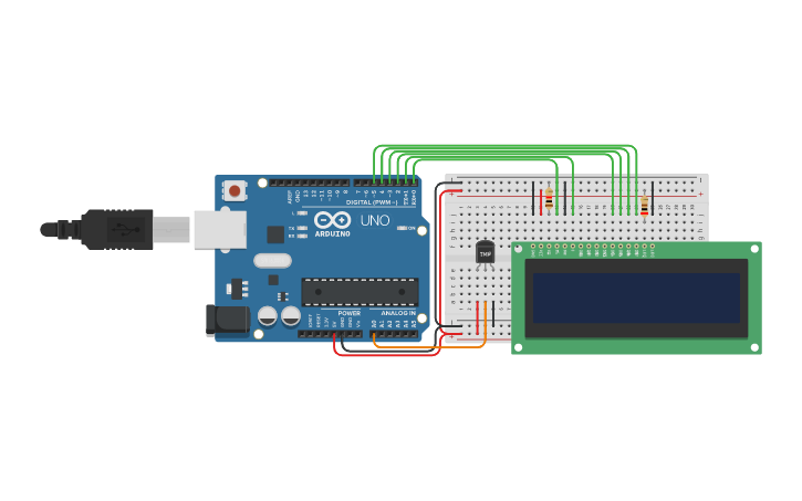 Circuit design Temperature monitor - Tinkercad