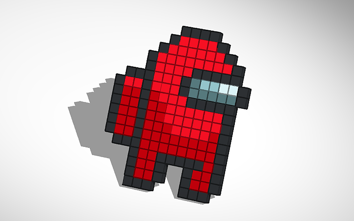 3D design Pixel Red Among Us Charecter | Tinkercad