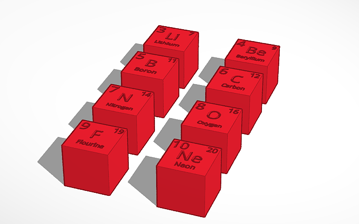3D design Period 2 Periodic Table | Tinkercad