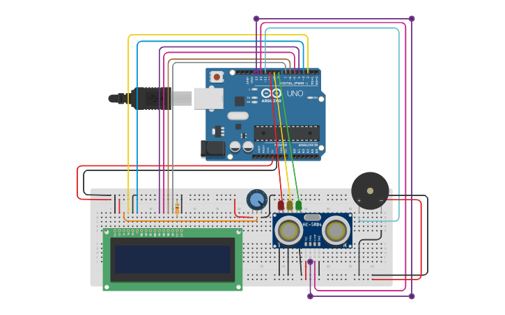 Circuit Design Arduino 15 Araç Park Sensörü Tinkercad