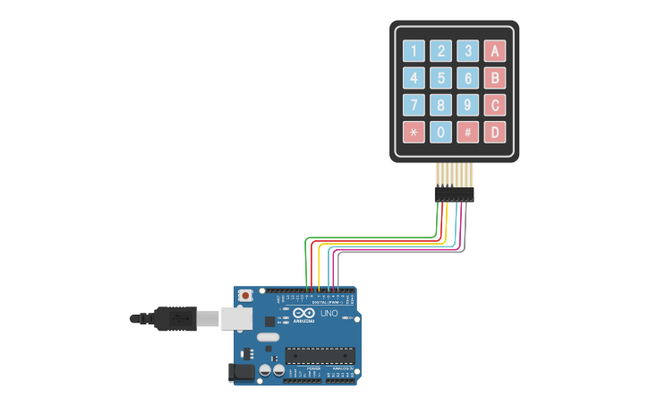 Circuit design 3X3 keypad - Tinkercad