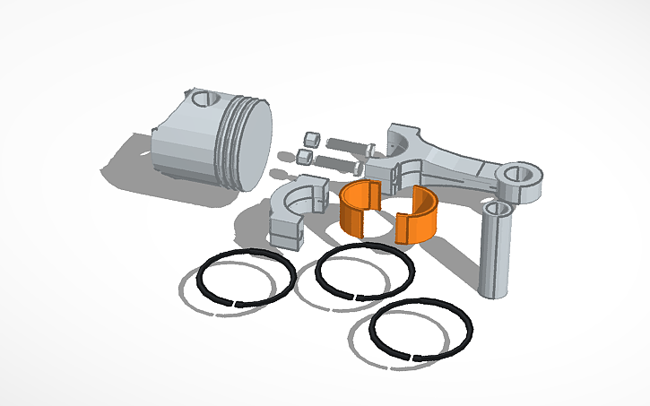 3D design Piston and con rod exploded | Tinkercad
