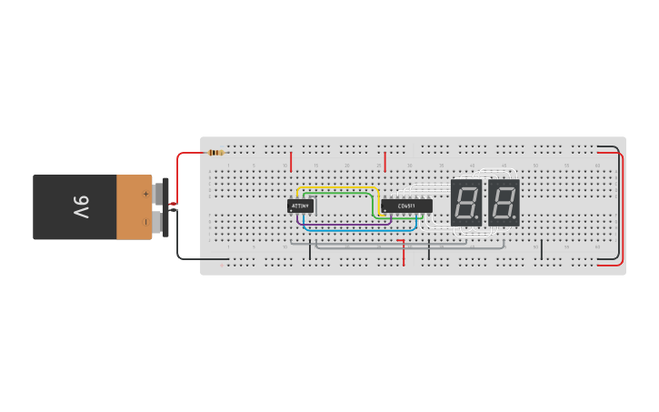 Circuit design Final (2) 7 segment - Tinkercad