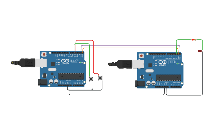 Circuit Design Ex2 Serial Communication With Two Arduino Tinkercad