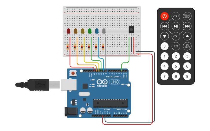 Circuit design LED IR Sensor/Remote - Tinkercad