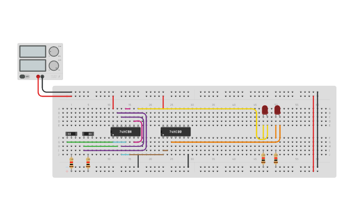Circuit design Half Adder using NAND gates | Tinkercad