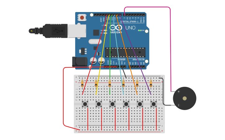 Circuit design Buzzer - Tinkercad