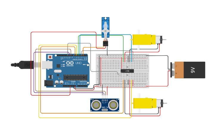 Circuit Design Final Obstacle Avoidance Robot Tinkercad