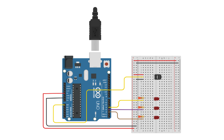 Circuit design Ejercicio 3 - libro de Arduino - Tinkercad