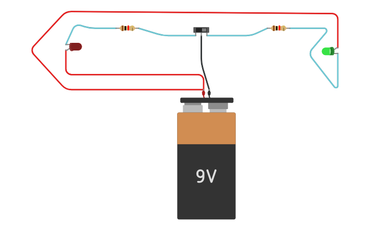 Circuit design Dual LED Switch - Tinkercad