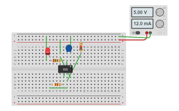 Circuit design Delay Circuit using 555 timer | Tinkercad