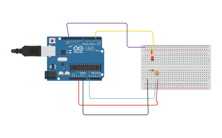 Circuit design LDR - Tinkercad