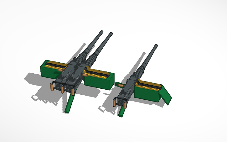 3D design Double and Single M2 Heavy Machine gun - Tinkercad