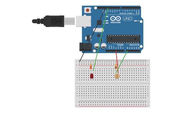 Circuit design Photoresistor - Tinkercad