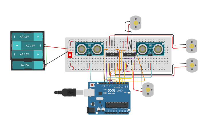 Circuit design cleaning Robot - Tinkercad