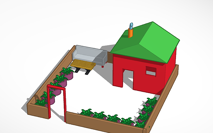 3D design Home with garden - Tinkercad