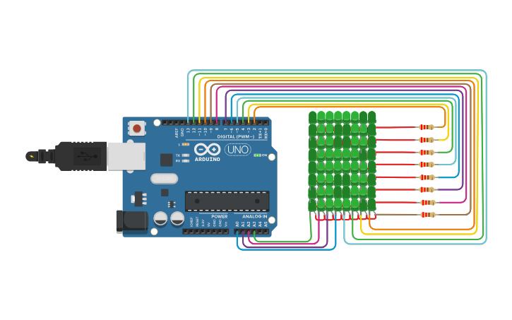 Circuit design LED Matrix | Tinkercad