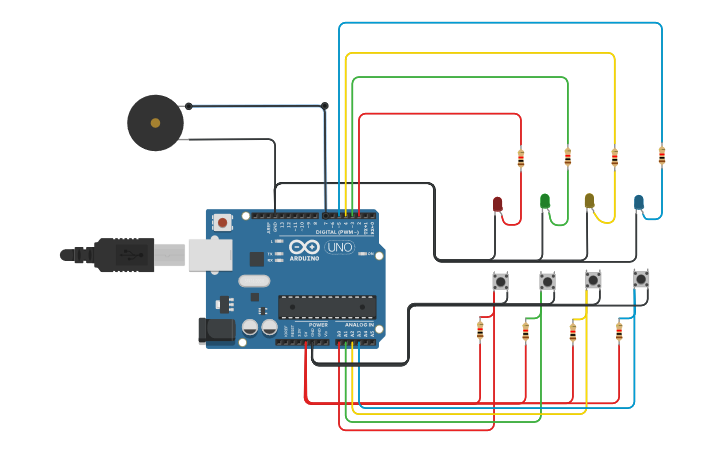 Circuit design Ejericicio 2: Simon Dice | Tinkercad