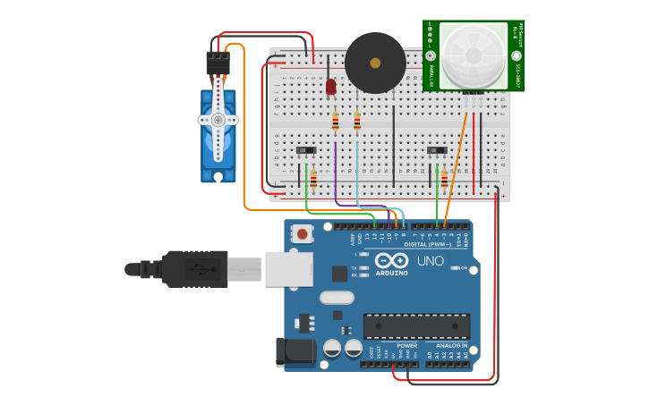 Circuit design servomotor | Tinkercad