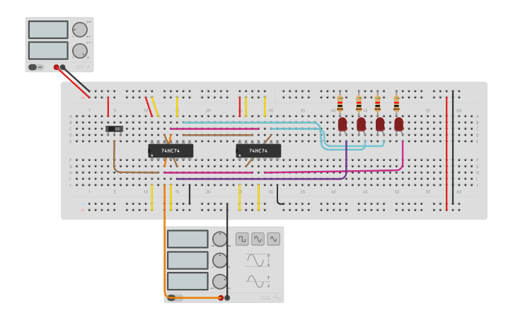 Circuit design Serial In Parallel Out | Tinkercad