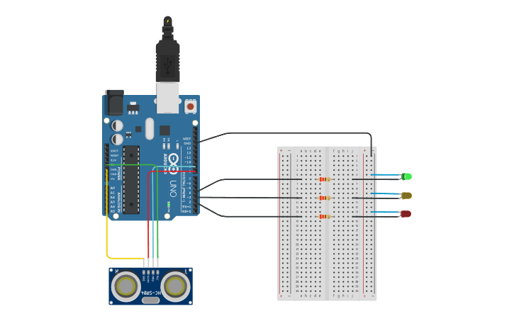 Circuit design Traffic light system - Tinkercad
